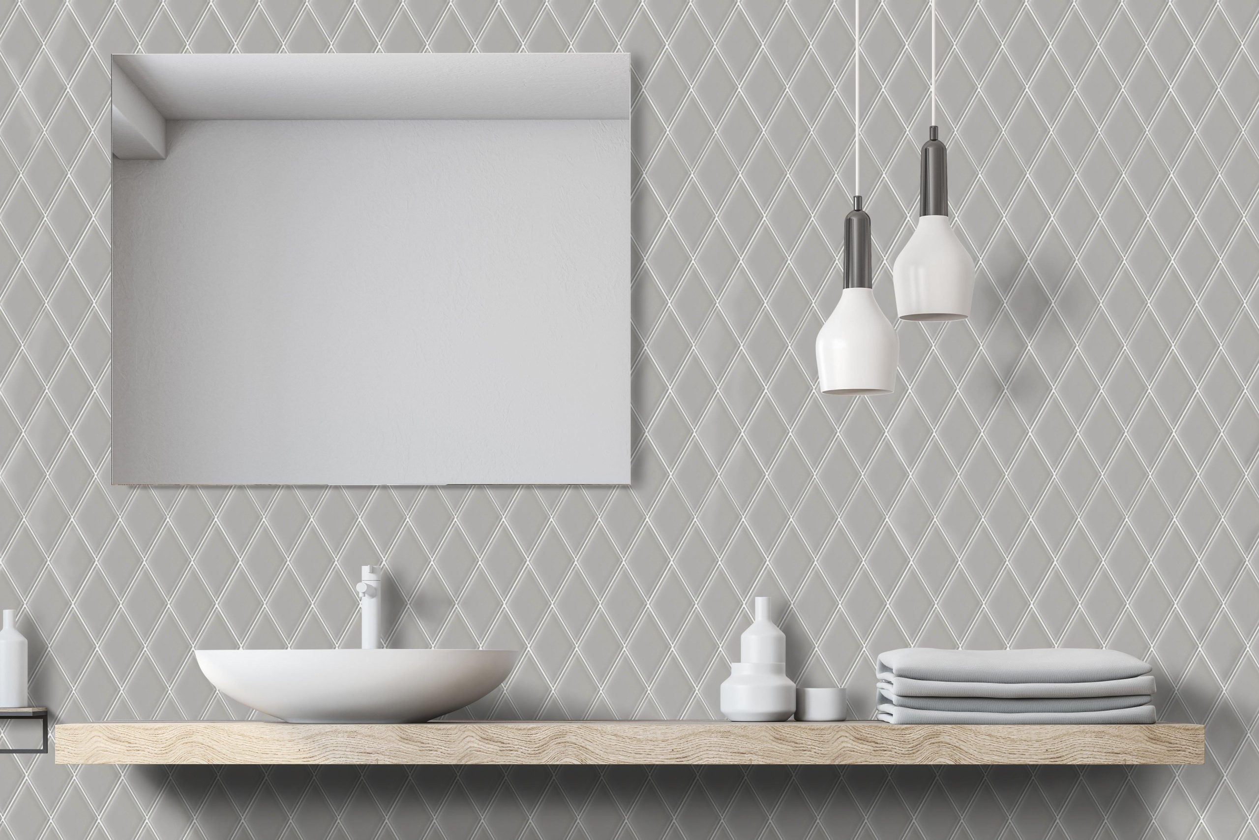 4.5" Whisper Gray Diamond Tile | Unique Design Solutions